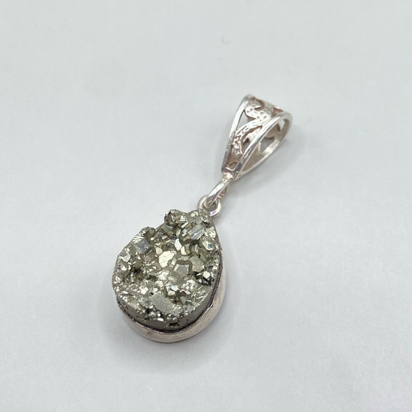 925 Sterling Silver | Jewelry | Sj Sterling Silver Raw Pyrite Teardrop ...